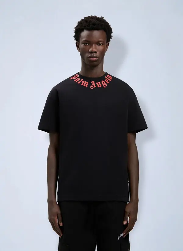 Palm Angels Neck Logo T-shirt - Black