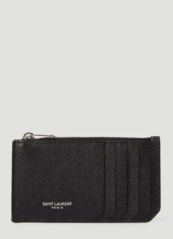 Saint Laurent Paris Fragments Zipped Cardholder - Black