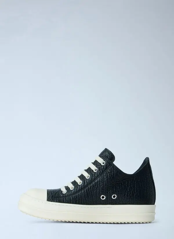 Rick Owens Textured Leather Low-top Sneakers - Black