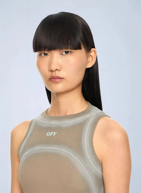 Off-White Spray Off Stamp Ribbed Round Dress