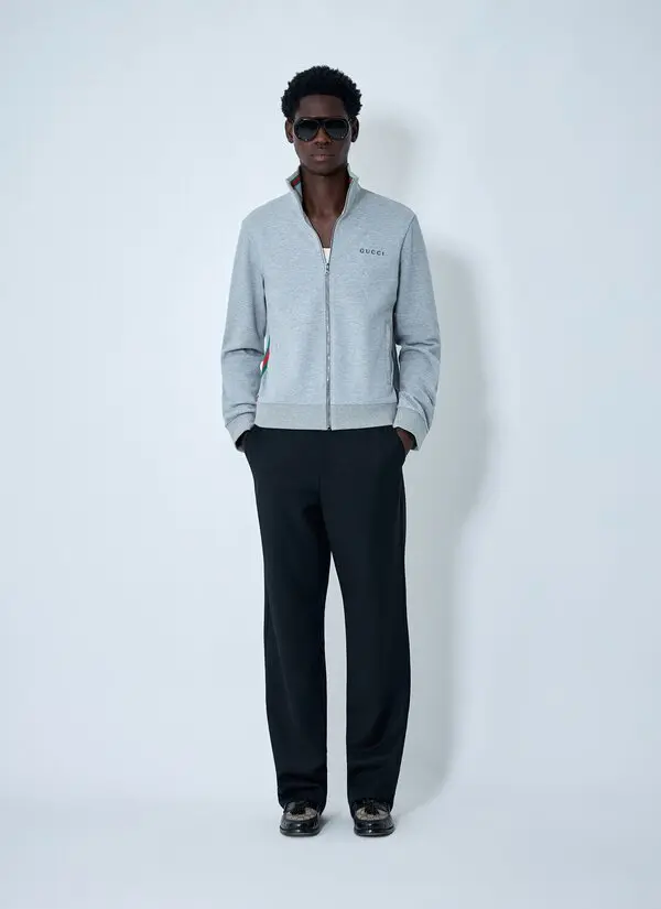 Gucci Web Motif Zip-up Sweatshirt