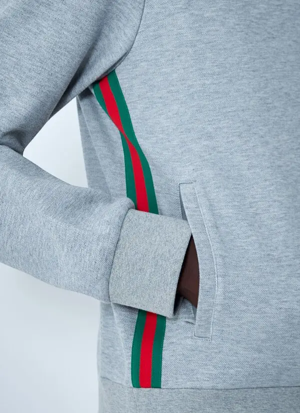 Gucci Web Motif Zip-up Sweatshirt