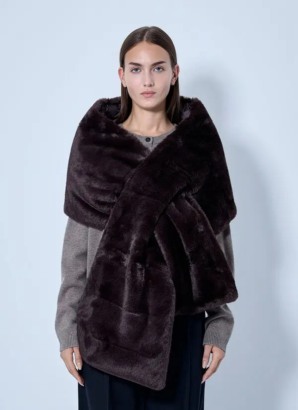 Max Mara Faux Fur Stole - Dark Brown