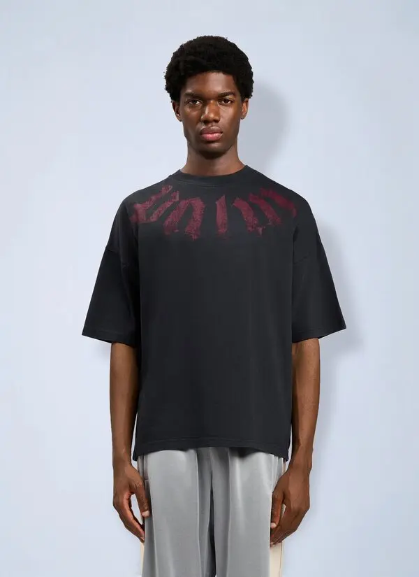 Palm Angels Big Neck Logo Loose T-shirt - Black