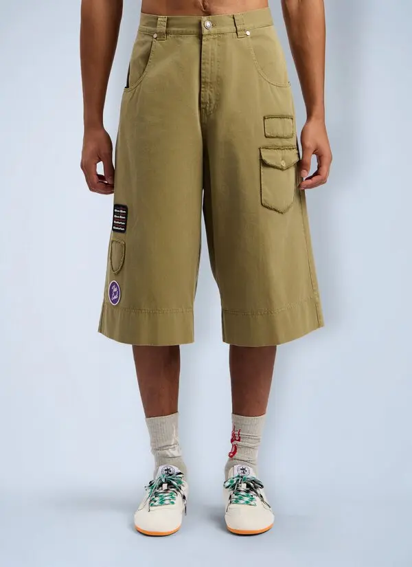 Palm Angels Military Patch Bermuda Shorts - Green
