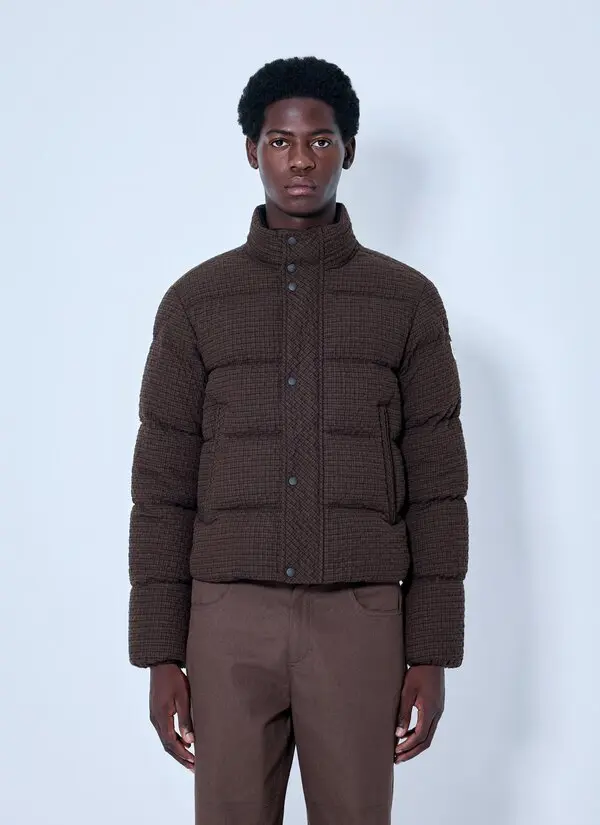 Moncler Oronte Cotton Flannel Short Down Jacket - Brown