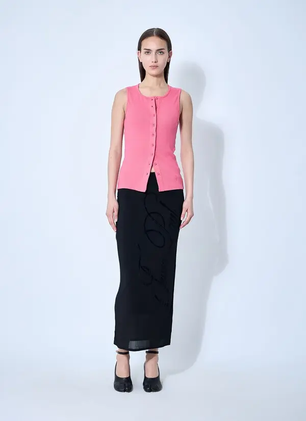 JEAN PAUL GAULTIER Mesh Tattoo Midi Skirt