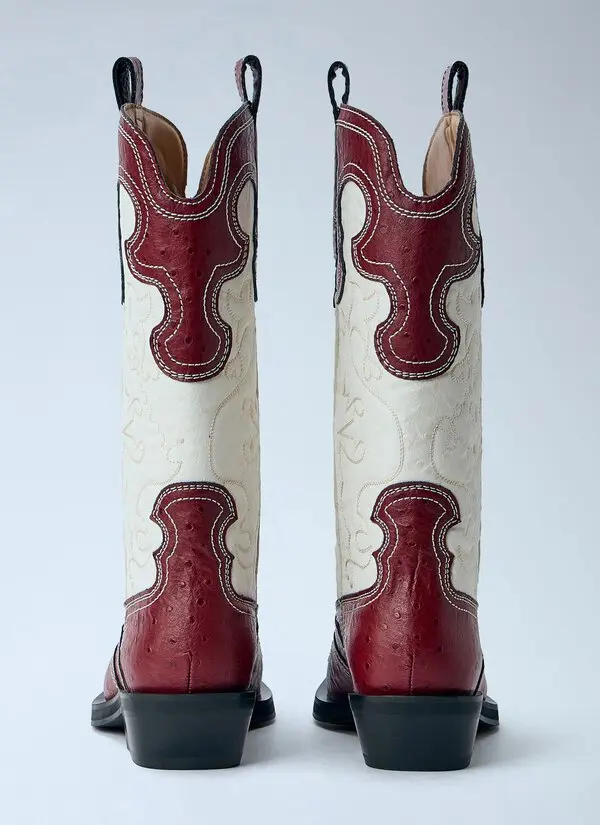 GANNI Mid Shaft Embroidered Western Boots