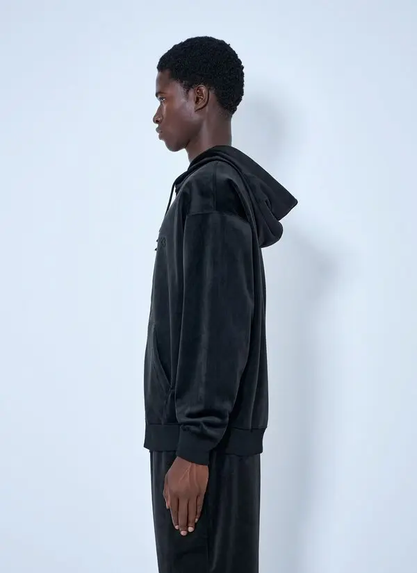 Y3 Zip-up Hoodie With Ribbed Trims