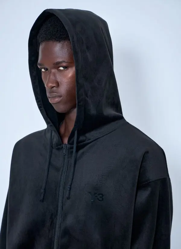 Y3 Zip-up Hoodie With Ribbed Trims