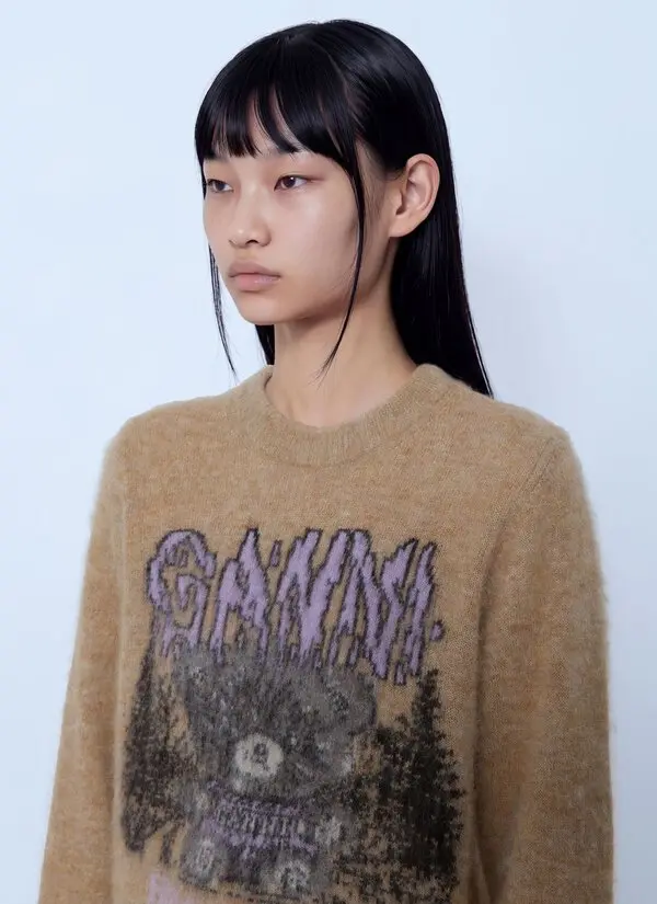 GANNI Brushed Alpaca Teddy Sweater