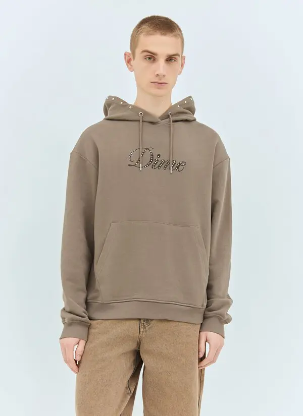 DIME Cursive French Hooded Sweatshirt - Brown