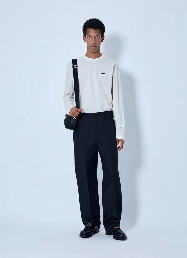 Prada Canvas Logo-plaque Trousers