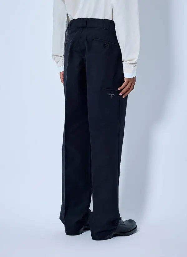 Prada Canvas Logo-plaque Trousers