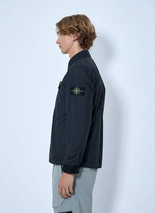 Stone Island Button-up Nylon Jacket - Black