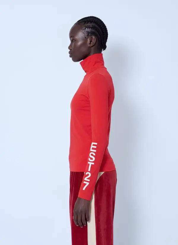 Lacoste Runway High Neck Printed Stretch T-shirt