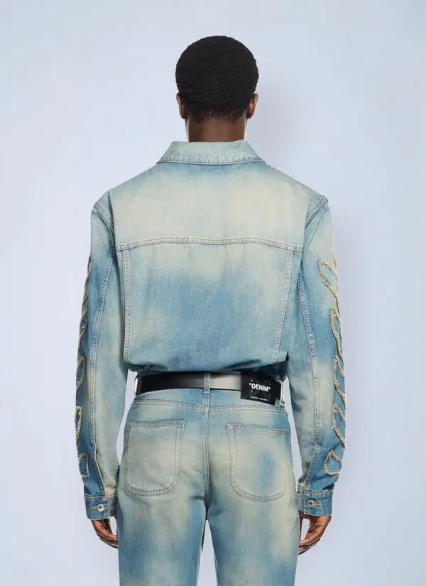 Off-White Diagonal Raw Patch Denim Jacket