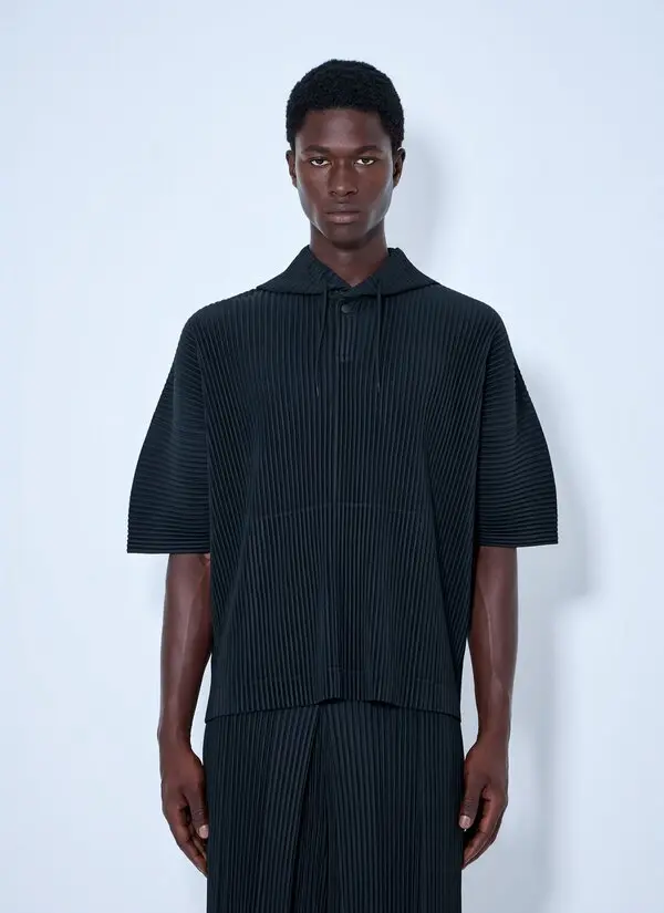 Issey Miyake Pleated Short Sleeve Shirt - Black
