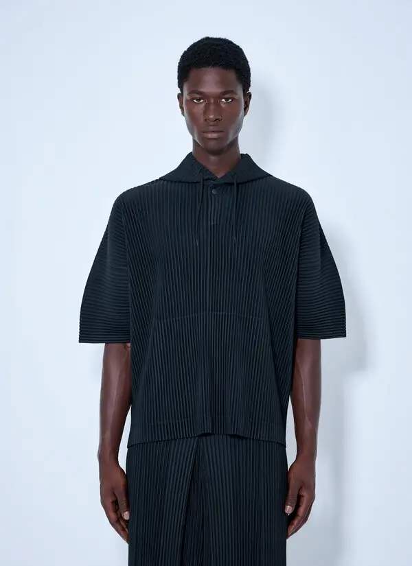Issey Miyake Pleated Short Sleeve Shirt - Black