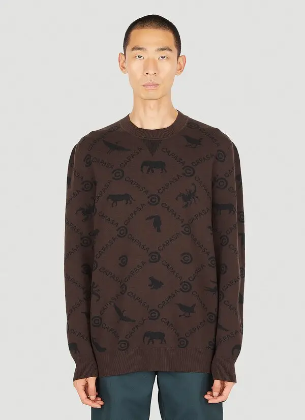 CAPASA MILANO Jacquard Logo Sweater - Brown
