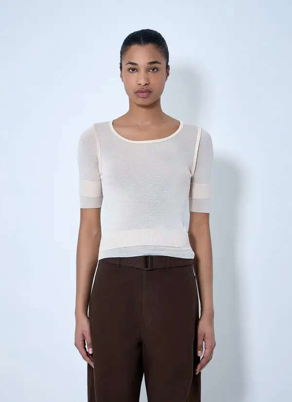 LEMAIRE Sheer Knit Top - Beige