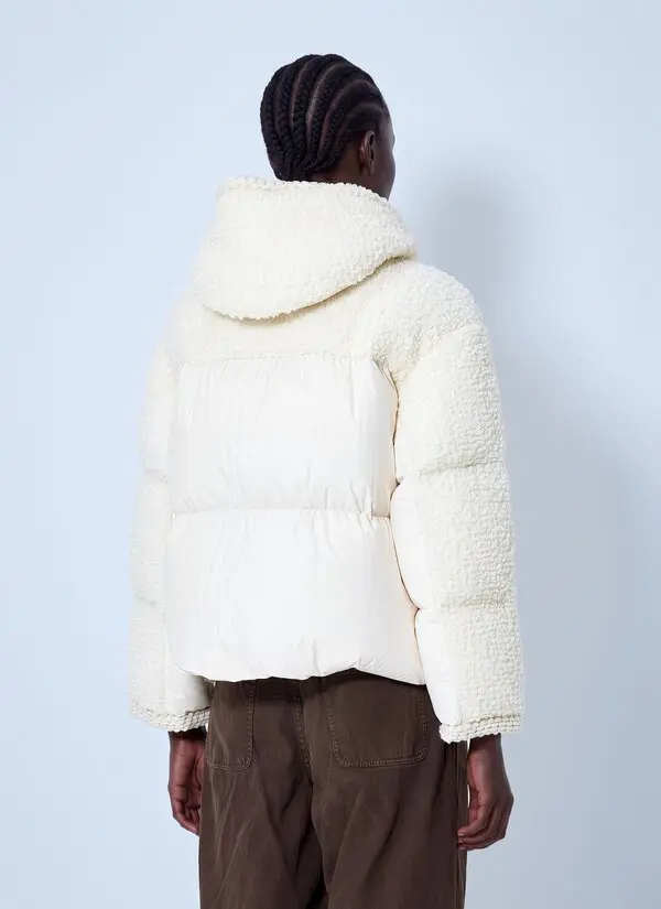 Moncler Cristallin Hooded Wool Blend Short Down Jacket