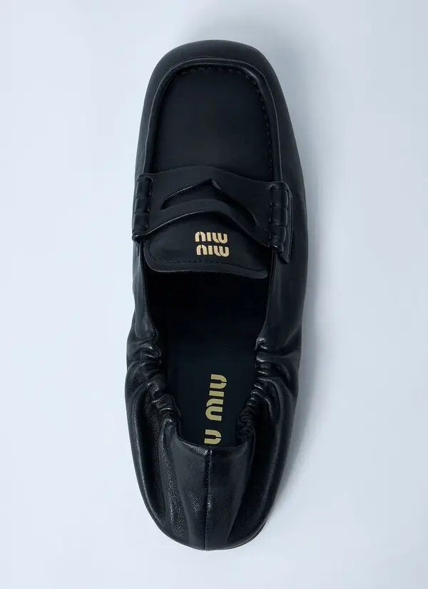 Miu Miu Logo Motif Leather Loafers