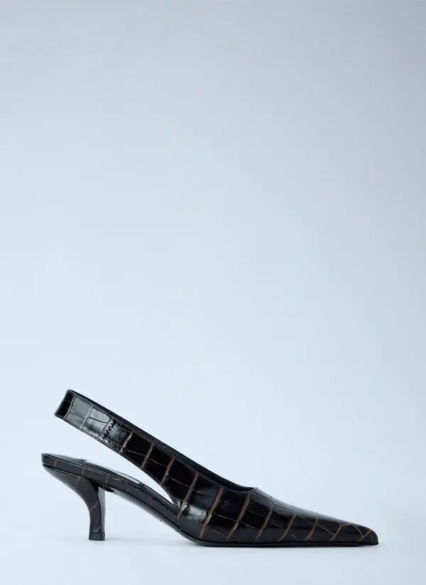 TOTEME Classic Croco-embossed Slingbacks - Black