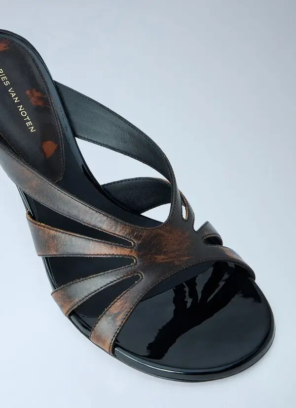 Dries Van Noten Strappy Block Heel Sandals - Brown