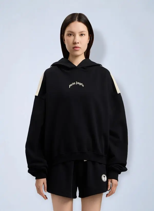 Palm Angels Curved Logo Loose Crop Hoodie