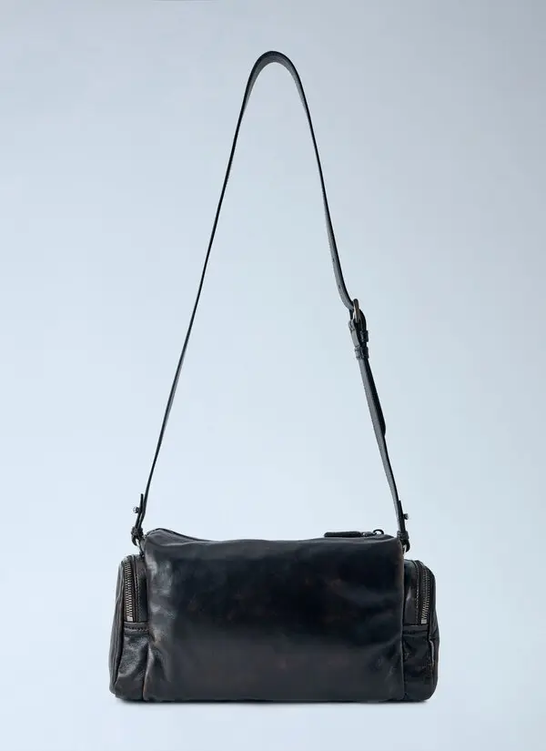 Prada Distressed Nappa Leather Shoulder Bag - Brown