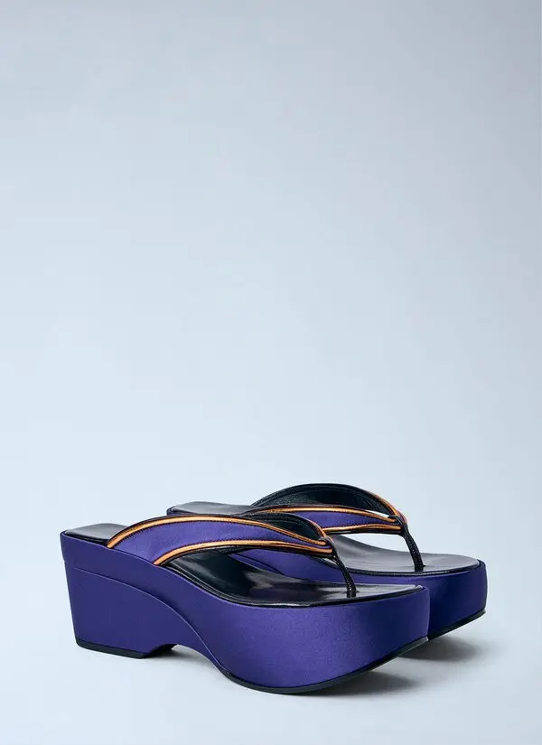 Dries Van Noten Satin Platform Thong Sandals