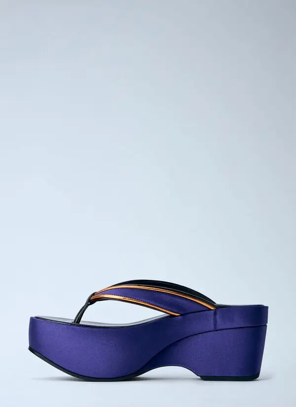 Dries Van Noten Satin Platform Thong Sandals