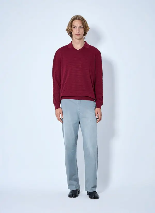 Miu Miu Striped V-neck Polo Shirt