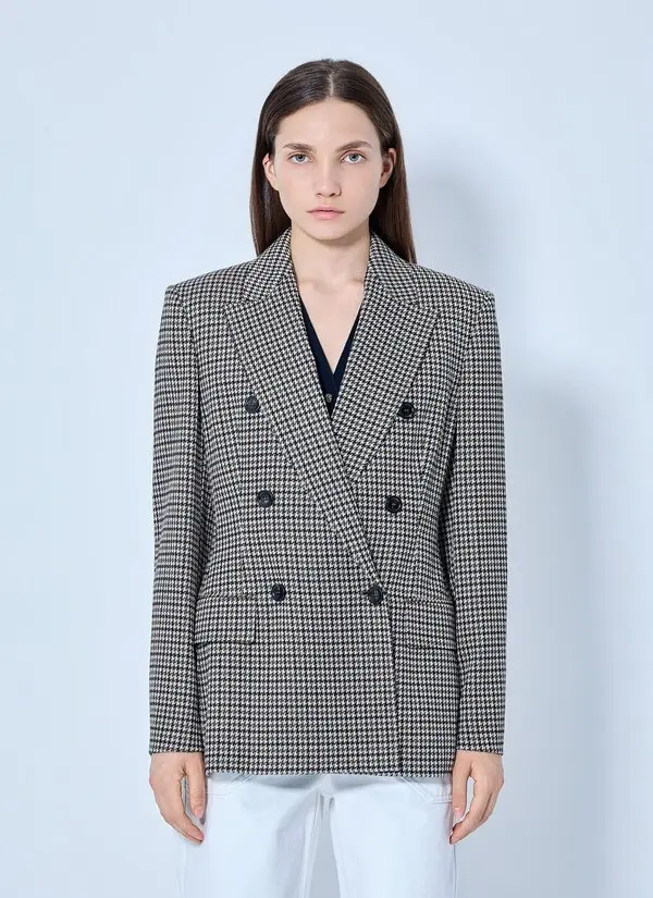 Max Mara Double-breasted Houndstooth Blazer - Multicolour