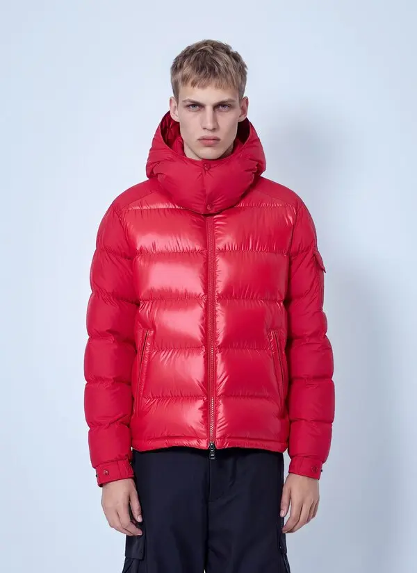 Moncler Maya Hooded Short Down Jacket - Red
