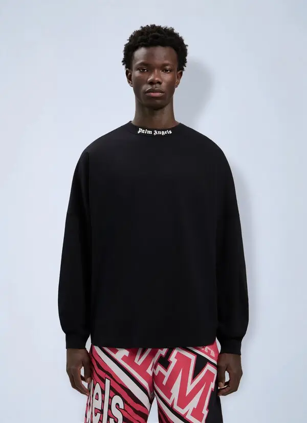 Palm Angels Classic Logo Long-sleeved Over T-shirt - Black