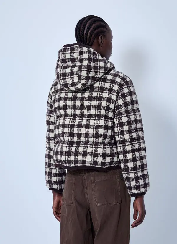 Moncler Abstraction Hooded Wool Blend Short Down Jacket - Brown
