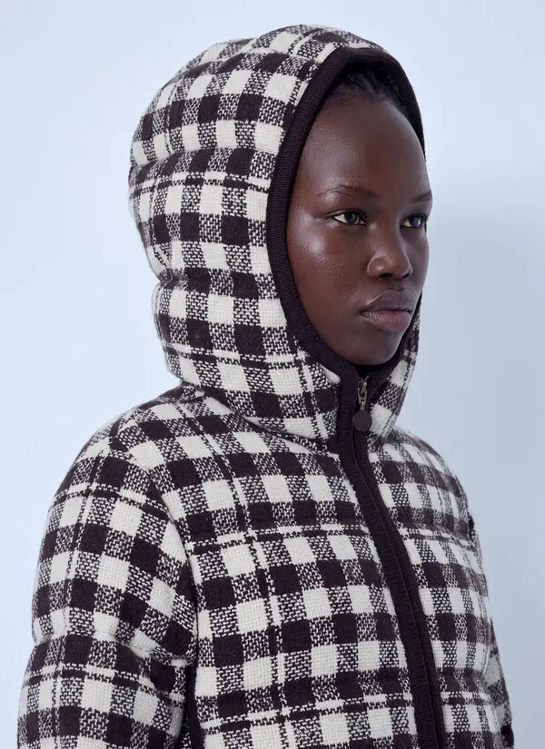 Moncler Abstraction Hooded Wool Blend Short Down Jacket - Brown