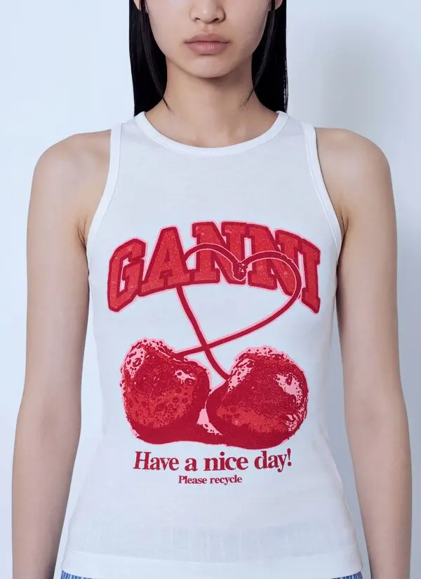 GANNI Compact Rib Jersey Tank Top