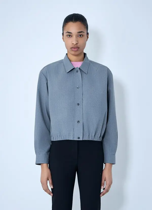 JIL SANDER Cotton Poplin Cropped Shirt - Grey