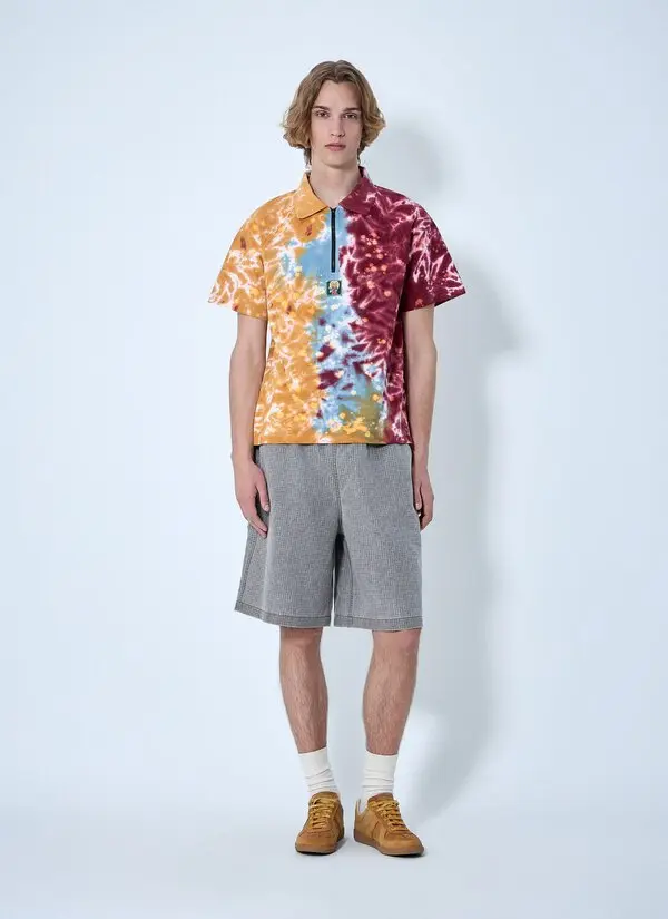 BRAIN DEAD Zip-collar Tie-dye Polo Shirt