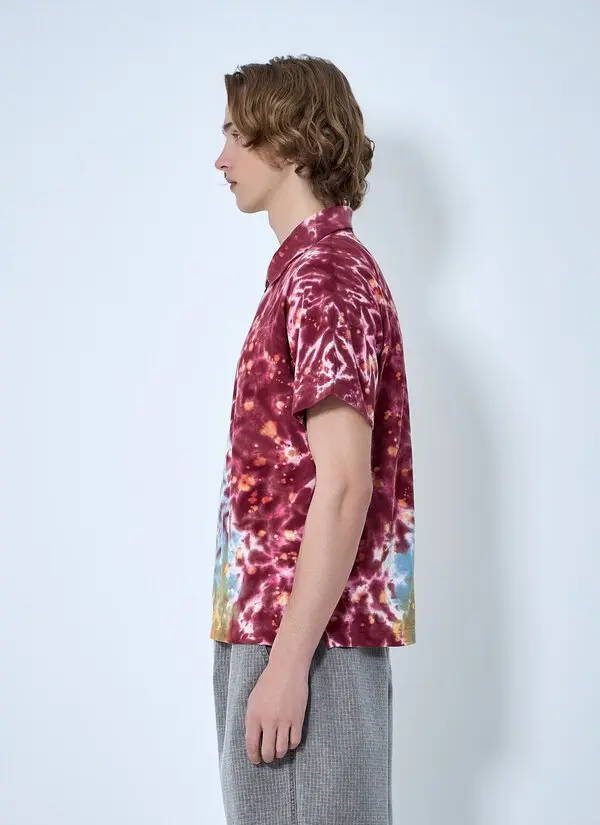 BRAIN DEAD Zip-collar Tie-dye Polo Shirt