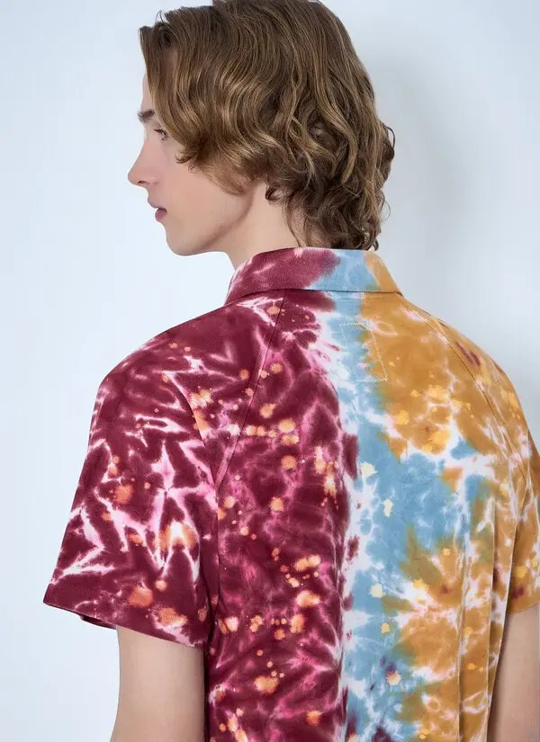 BRAIN DEAD Zip-collar Tie-dye Polo Shirt