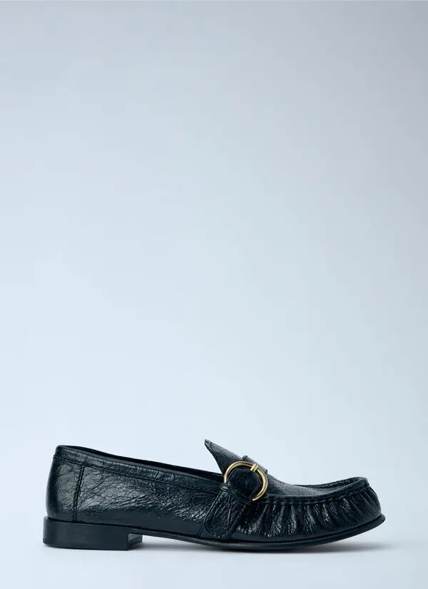 Miu Miu Leather Loafers With Buckle Detail - Black