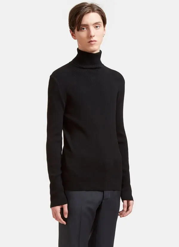 AIEZEN Wool-blend Fine-knit Turtleneck Sweater - Black