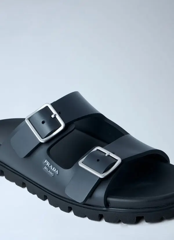 Prada Rubber Slides - Black