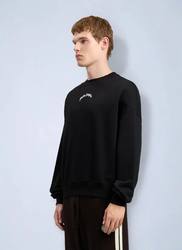 Palm Angels Back Curved Logo Loose Sweatshirt