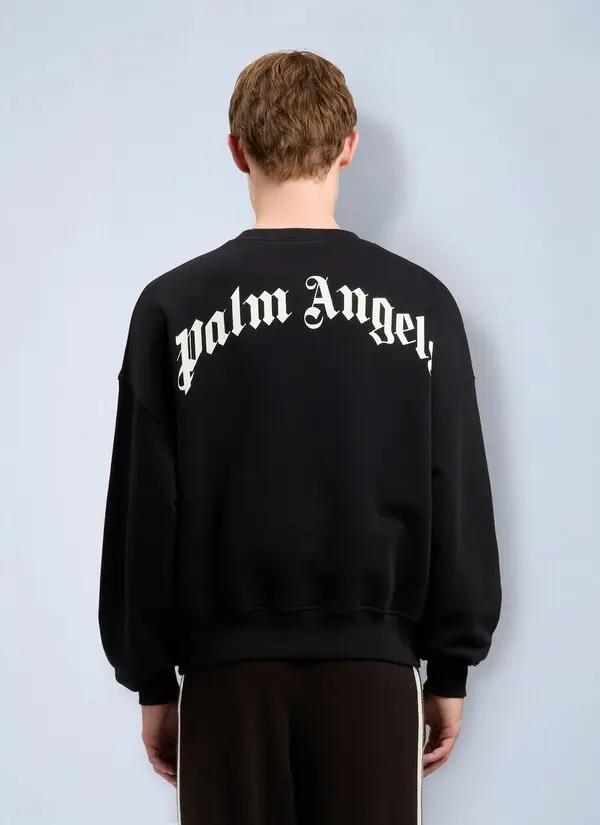 Palm Angels Back Curved Logo Loose Sweatshirt