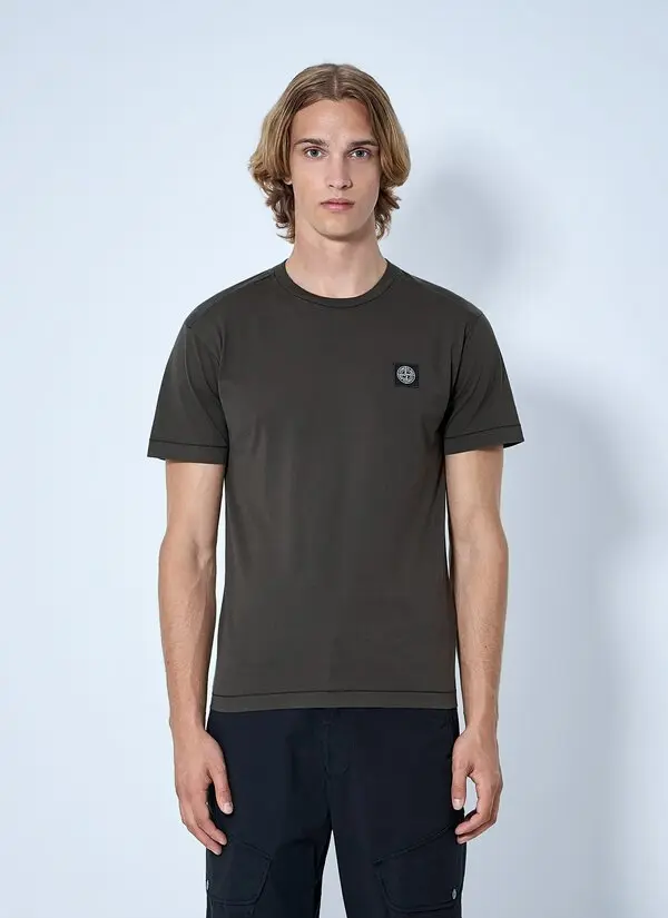 Stone Island Logo Motif Cotton T-shirt - Grey